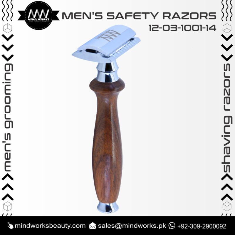 Double Edge Heavy Duty Safety Razor For Men Wooden Handle